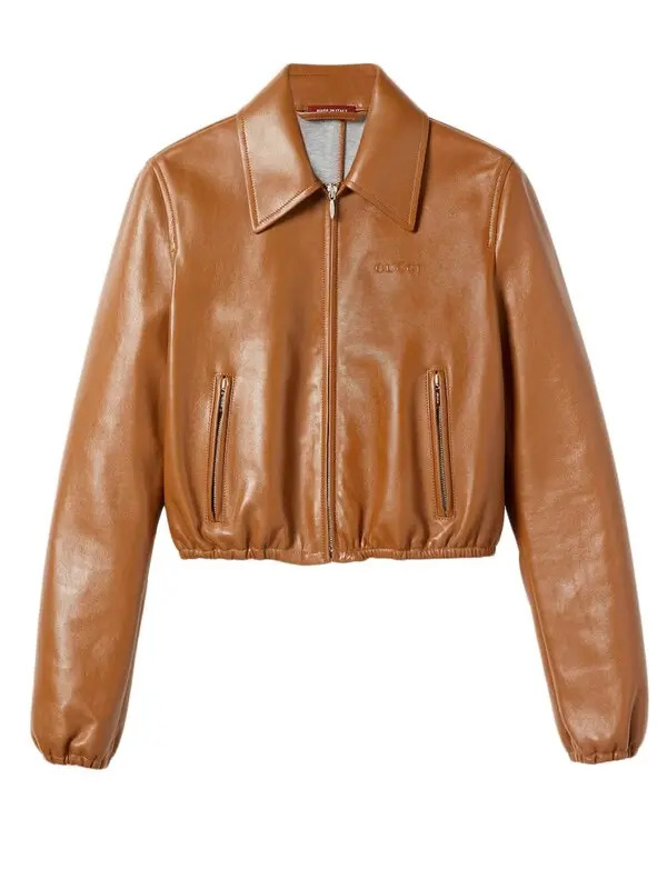 Gucci Leather Bomber Jacket - Multicolor