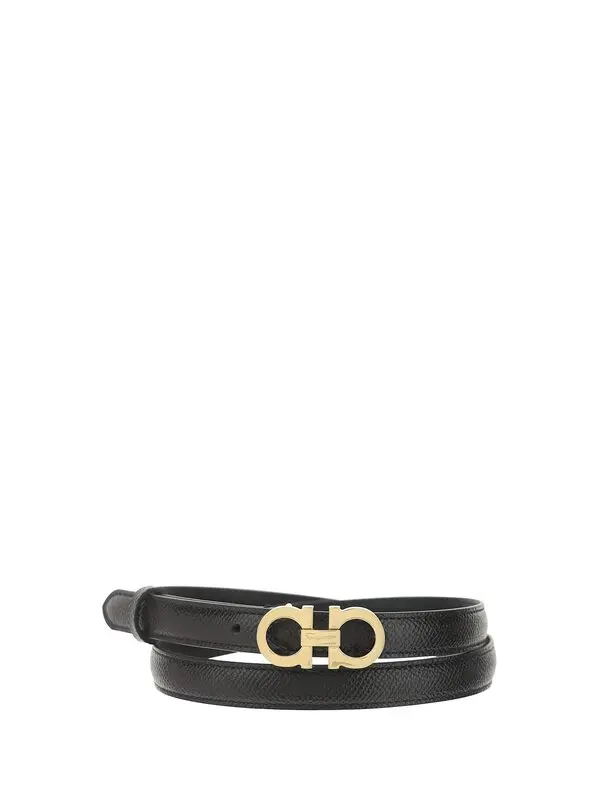 FERRAGAMO Gancini Buckle Leather Belt - Black
