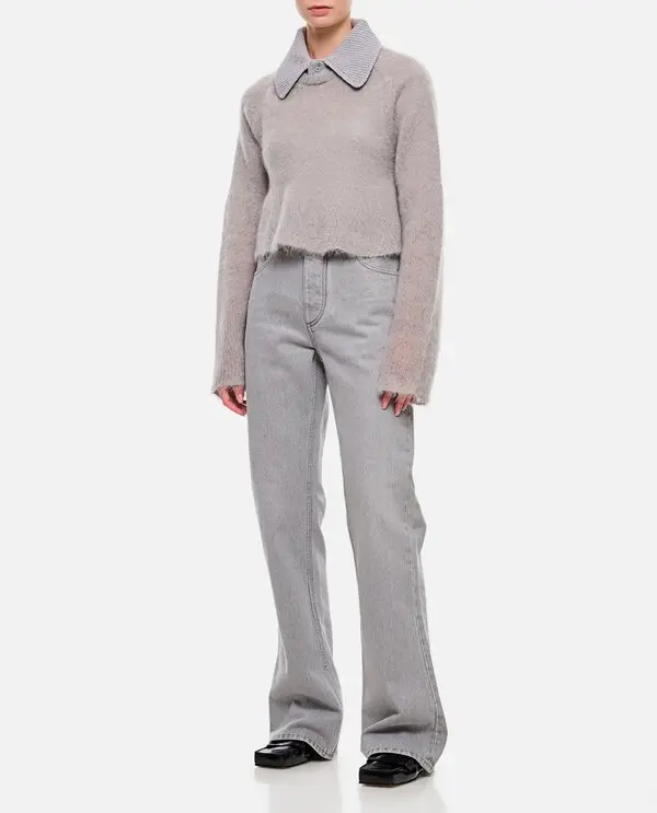 Bottega Veneta Light Grey Washed Flared Denim Pants - Multicolor