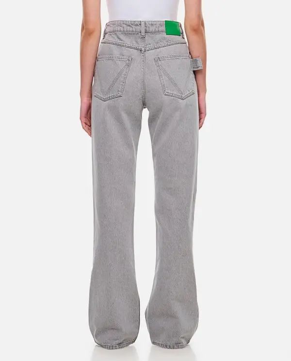 Bottega Veneta Light Grey Washed Flared Denim Pants - Multicolor