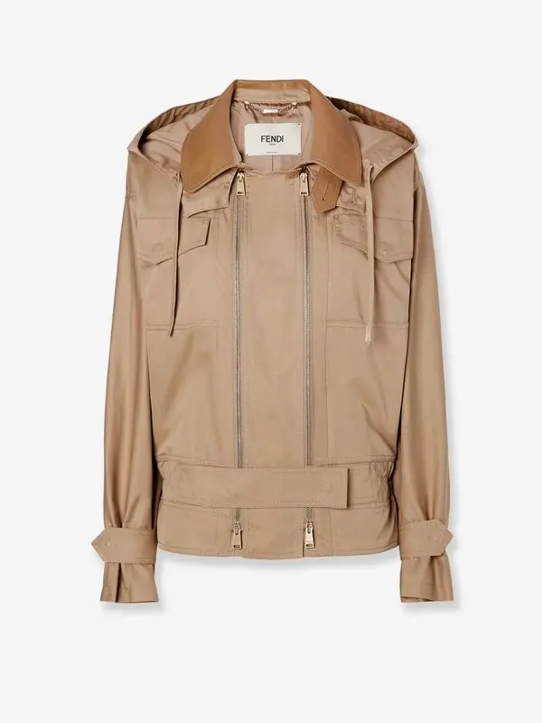 Fendi Cotton Jacket With Leather Collar - Multicolor