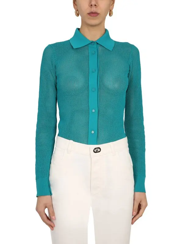 Bottega Veneta Mesh Cardigan - Blue