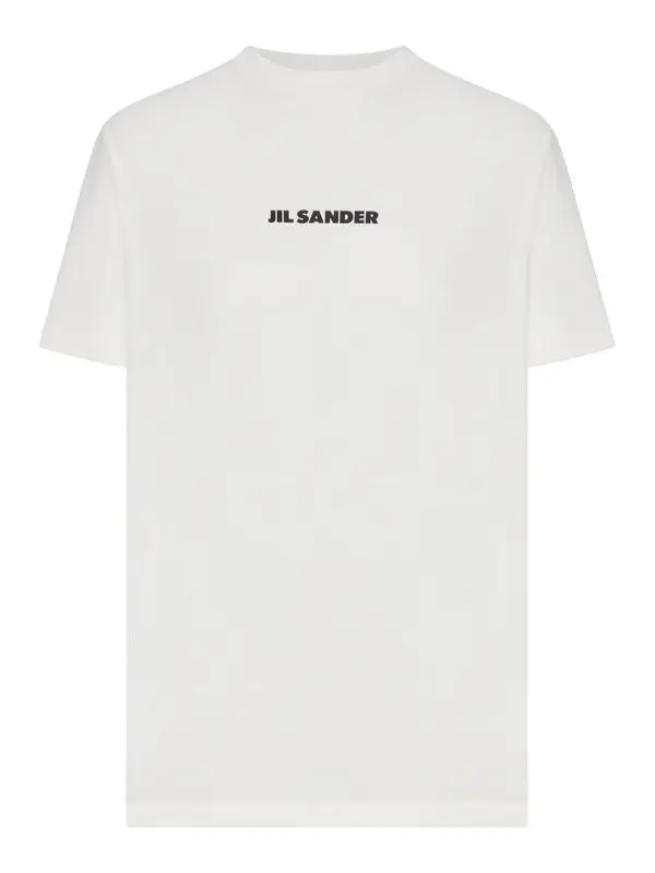 JIL SANDER Crew Neck Cotton T-shirt With Logo - Multicolor