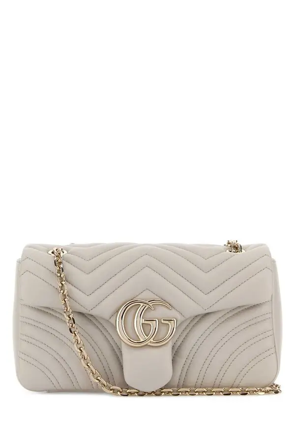 Gucci Medium Gg Marmont Shoulder Bag In Chalk Nappa Leather - White