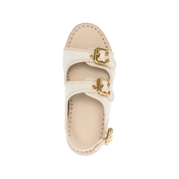 Chloé Flat Flatform Espadrille Sandals With Buckle Fastening