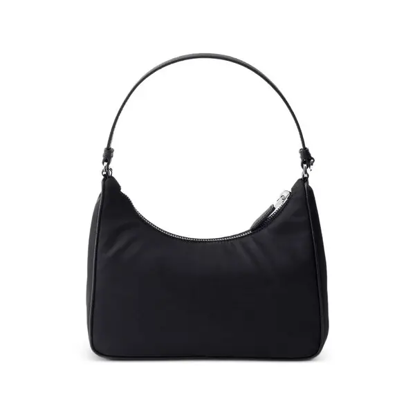 Prada Clutch Bag With Drawstring Closure And Triangle Logo Plaque - Black