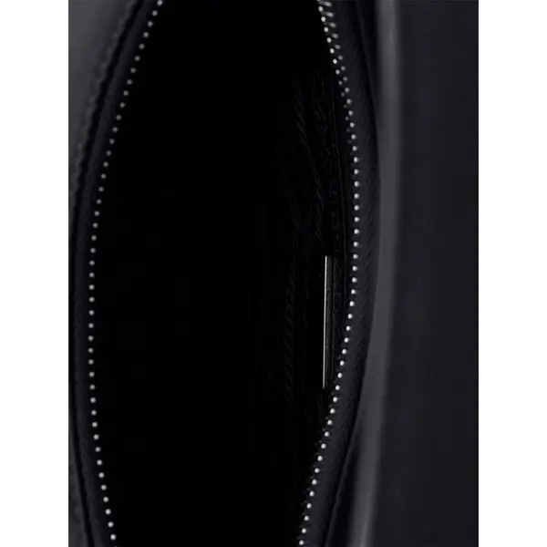 Prada Clutch Bag With Drawstring Closure And Triangle Logo Plaque - Black