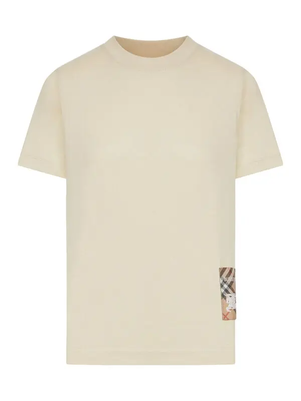 Burberry Cotton T-shirt With Check Appliqu