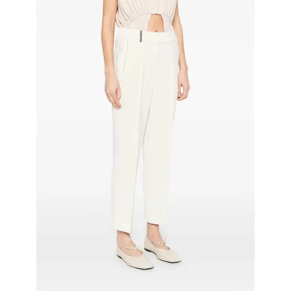 Peserico Tailored Pin-stripe Detail Trousers - Cream