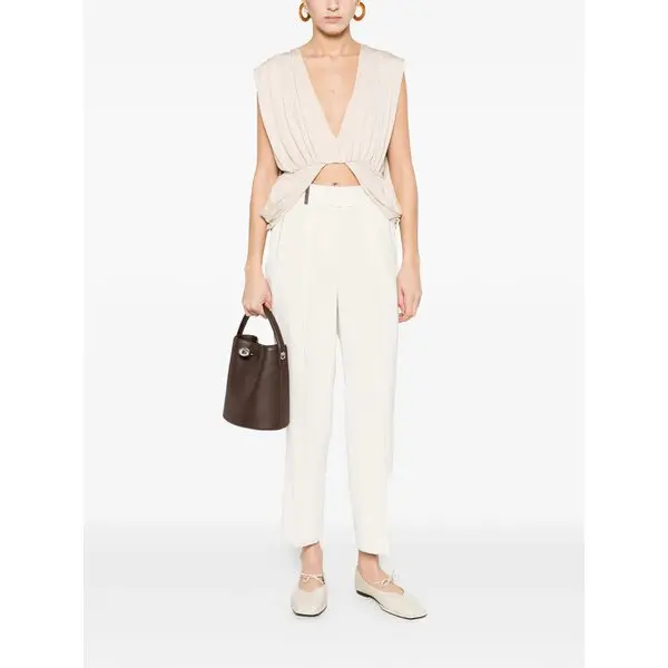 Peserico Tailored Pin-stripe Detail Trousers - Cream
