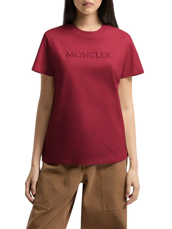 Moncler Cotton T-shirt With Embroidered Logo - Multicolor