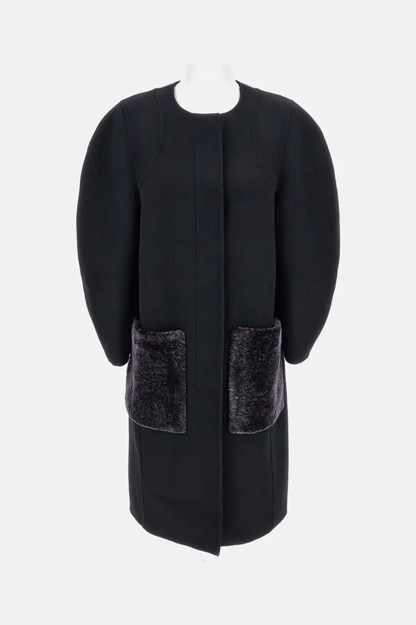 Fendi Double Wool Coat With Shearling Pockets