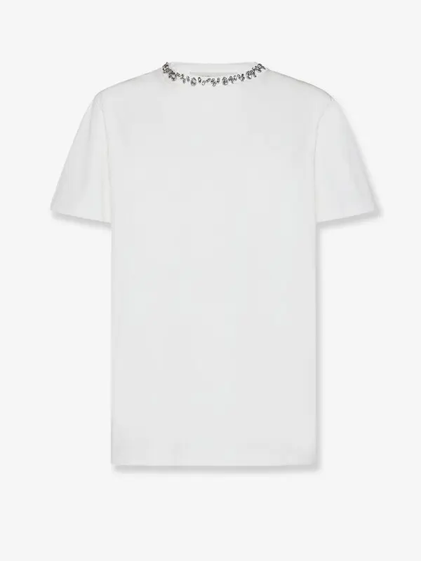 GOLDEN GOOSE Distressed Cotton T-shirt With Rhinestone Detail - Multicolor