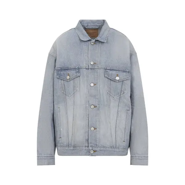 Balenciaga Cotton Denim Jacket With Logo Detail