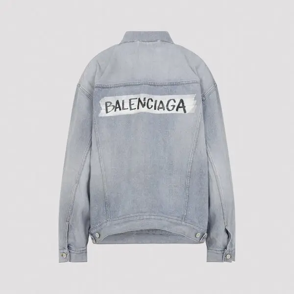 Balenciaga Cotton Denim Jacket With Logo Detail