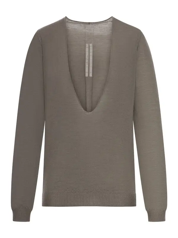 Rick Owens V-neck Virgin Wool Sweater - Gray