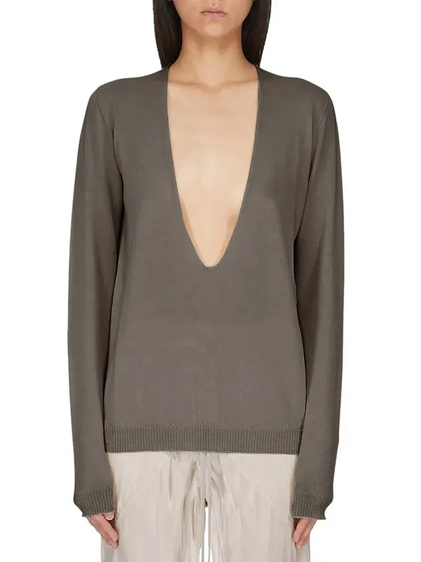 Rick Owens V-neck Virgin Wool Sweater - Gray