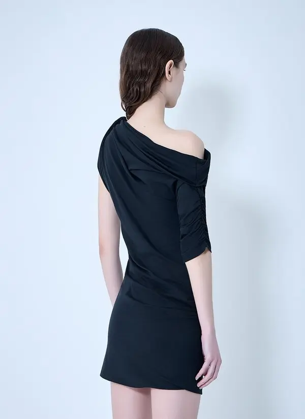 Jacquemus La Mini Robe Drapeado Asymmetric Mini Dress - Black