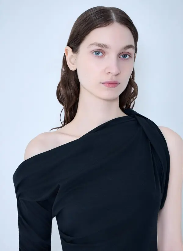 Jacquemus La Mini Robe Drapeado Asymmetric Mini Dress - Black
