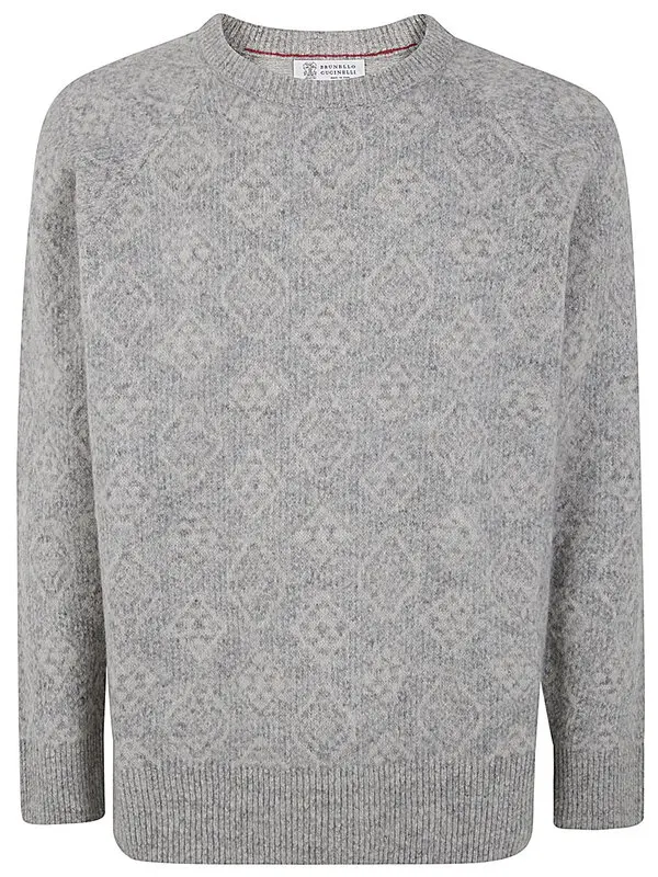 Brunello Cucinelli Geometric Pattern Round Neck Sweater