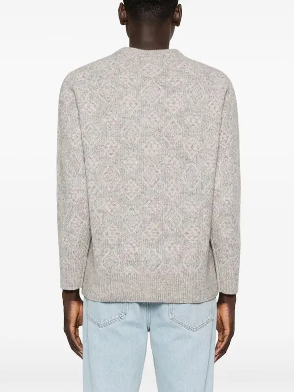 Brunello Cucinelli Geometric Pattern Round Neck Sweater