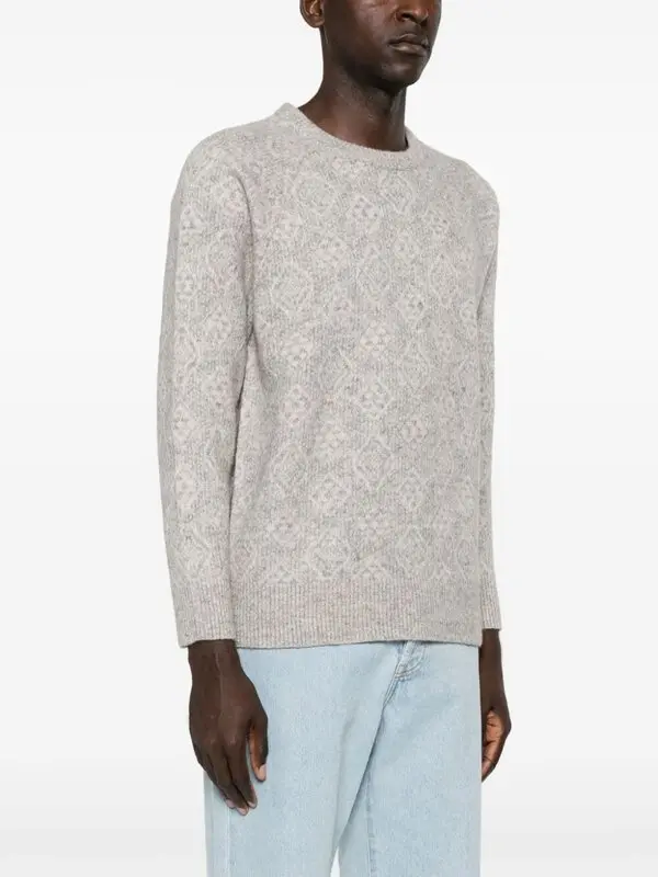 Brunello Cucinelli Geometric Pattern Round Neck Sweater