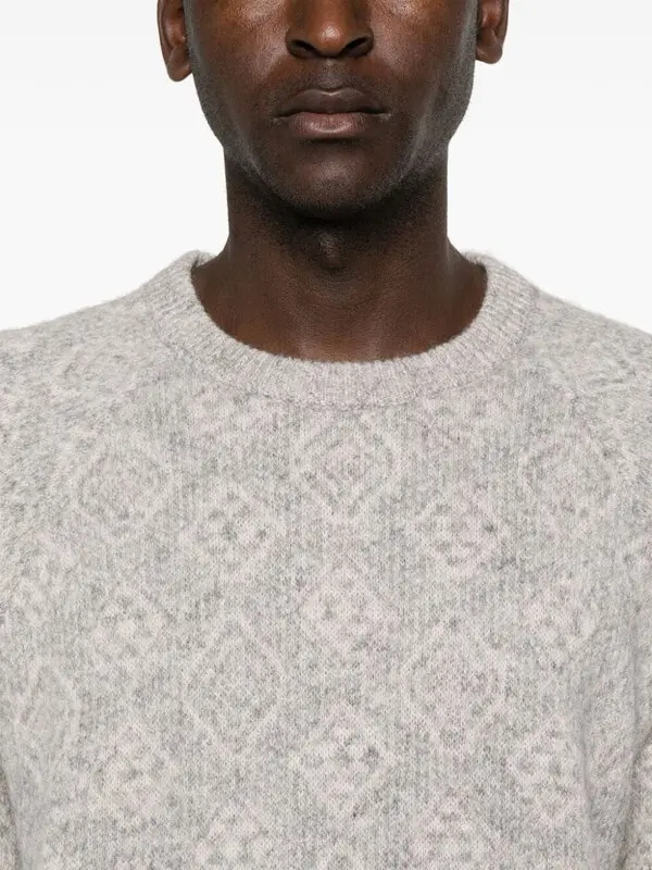 Brunello Cucinelli Geometric Pattern Round Neck Sweater