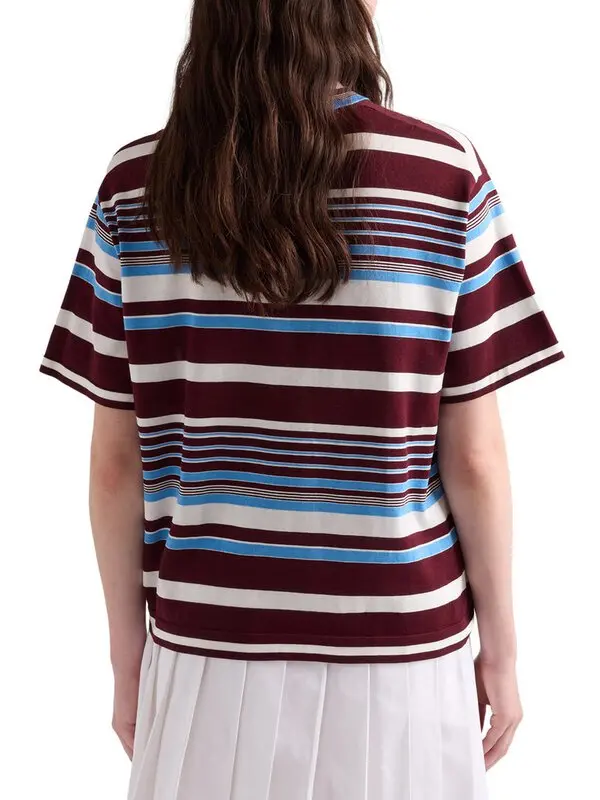Prada Striped Cotton Crew Neck Sweater