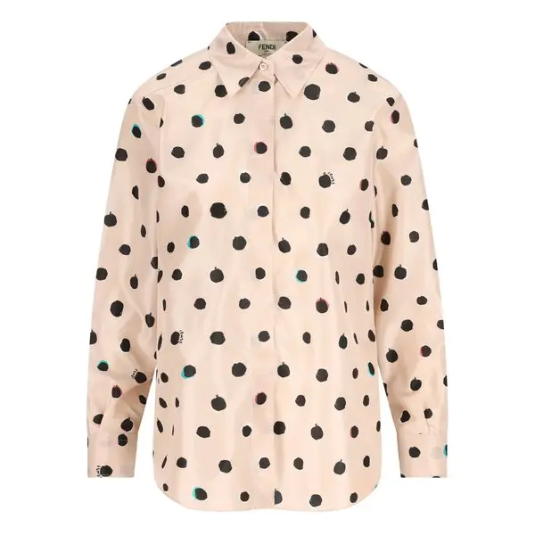 Fendi Falena Dots Silk Long Sleeve Shirt