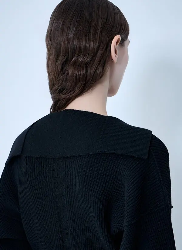 Rick Owens Ribbed V-neck Cropped Sweater - Black