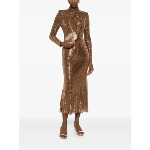 SELF-PORTRAIT Ruched V-neck Sleeveless Evening Dress