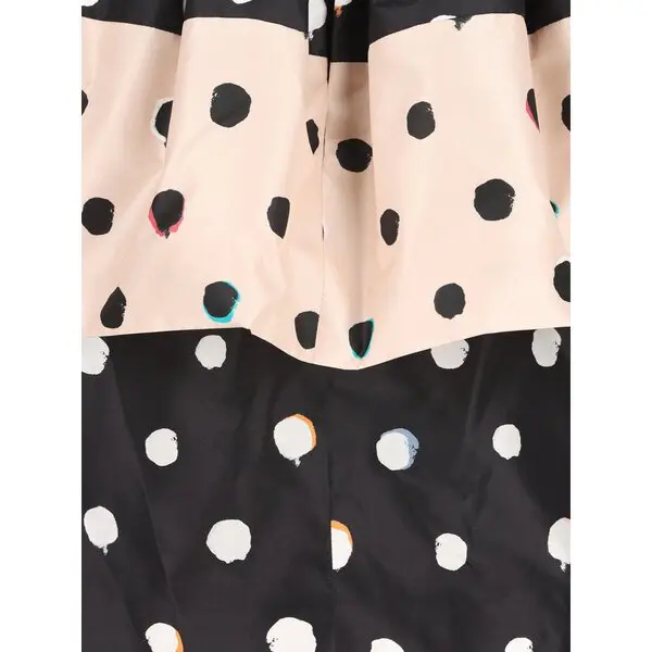 Fendi Black And Grey Dotted Print Peplum Bustier Dress