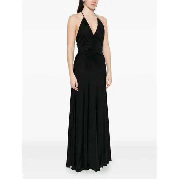 SELF-PORTRAIT V-neck Ruched Floor-length Gown