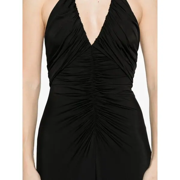 SELF-PORTRAIT V-neck Ruched Floor-length Gown