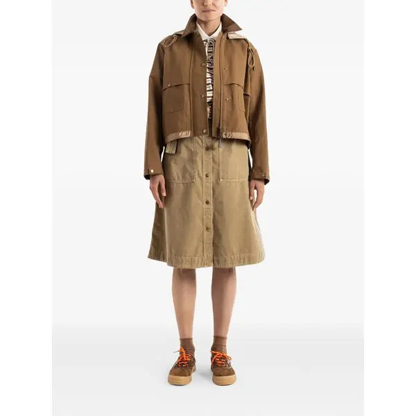 Moncler Cropped Corduroy Collar Jacket - Brown