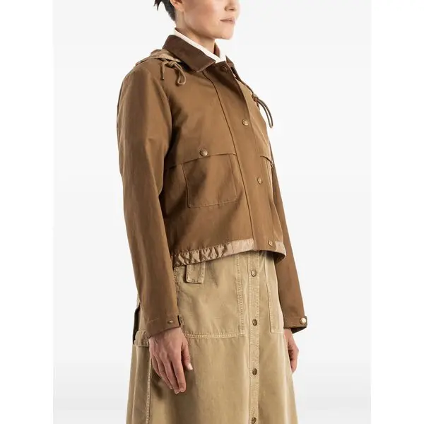 Moncler Cropped Corduroy Collar Jacket - Brown