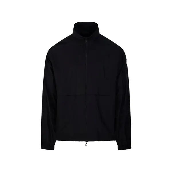 Moncler Lightweight Zip-up Jacket With Logo Patch - Black