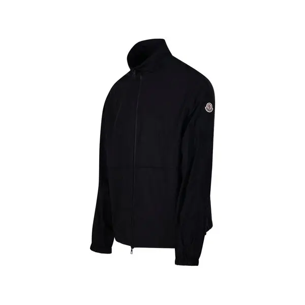 Moncler Lightweight Zip-up Jacket With Logo Patch - Black