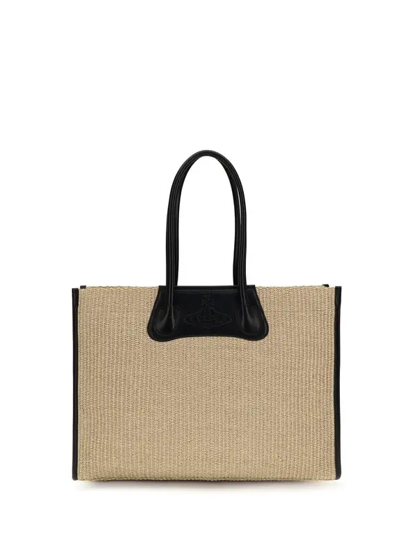 VIVIENNE WESTWOOD Troy Tote Bag With Raffia Effect And Orb Motif