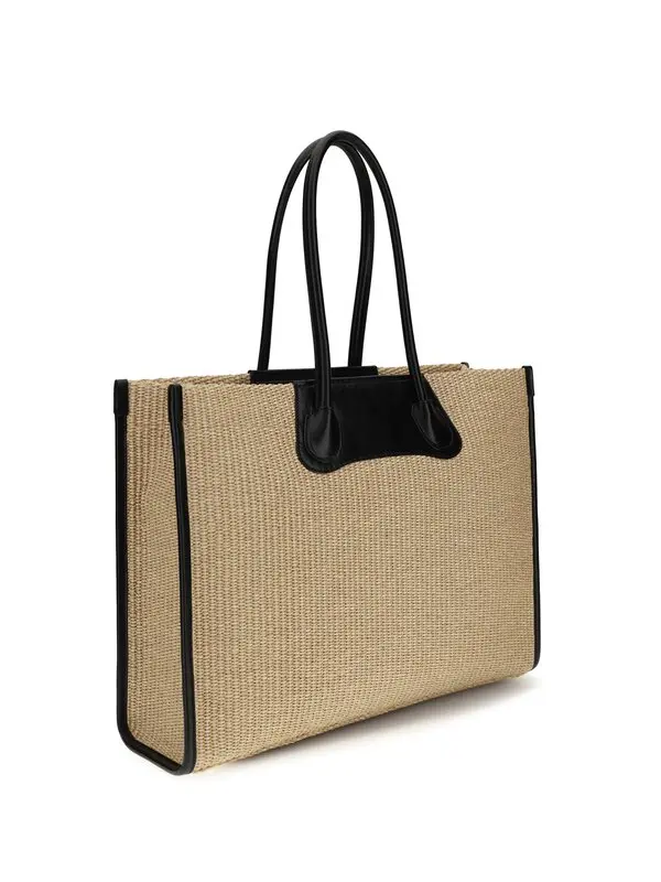VIVIENNE WESTWOOD Troy Tote Bag With Raffia Effect And Orb Motif