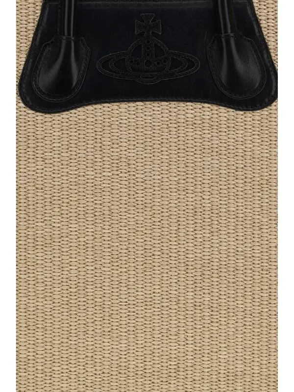 VIVIENNE WESTWOOD Troy Tote Bag With Raffia Effect And Orb Motif