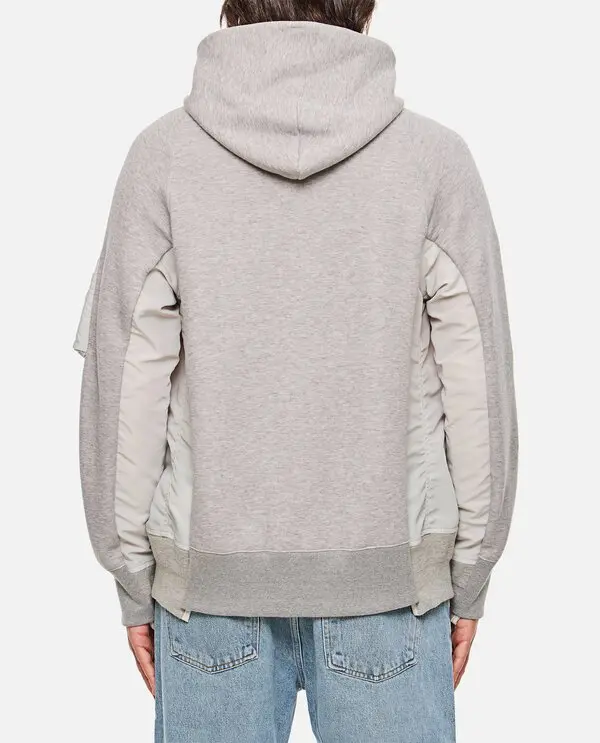 Sacai Terry Sweatshirt With Twill And Nylon Hood - Multicolor