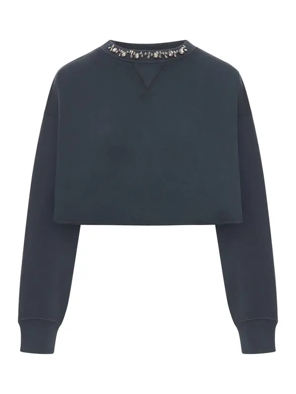 GOLDEN GOOSE Crew Neck Sweatshirt With Crystals - Multicolor