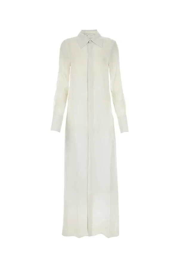 AMI Paris Chalk Crepe Shirt Dress - White