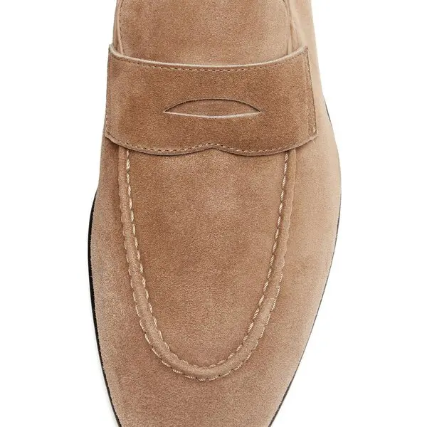 Brunello Cucinelli Suede Loafers With Penny Slot - Cream