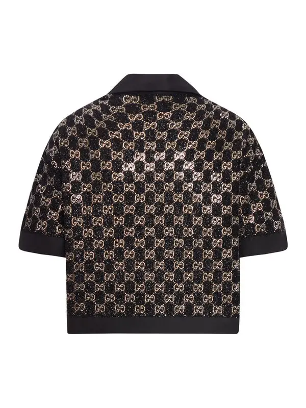 Gucci Wool Tweed Top With Gg Crystals