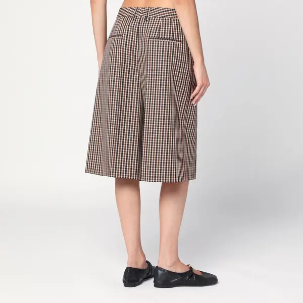 JIL SANDER Check Wool Bermuda Shorts - Brown