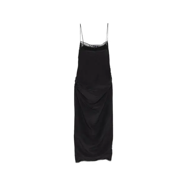 Magda Butrym Silk Midi Dress With Lace Trim