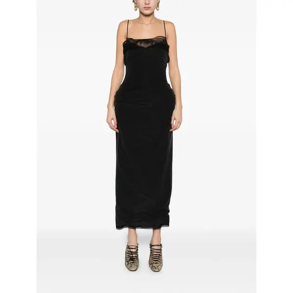 Magda Butrym Silk Midi Dress With Lace Trim