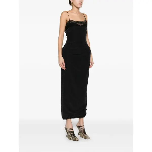 Magda Butrym Silk Midi Dress With Lace Trim